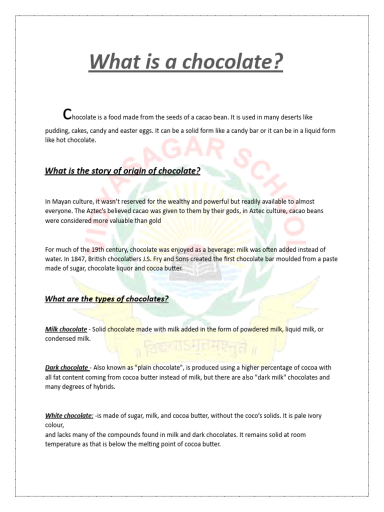 Chemistry Project Class 12 Choclate Analysis | PDF | Chocolate | Types ...