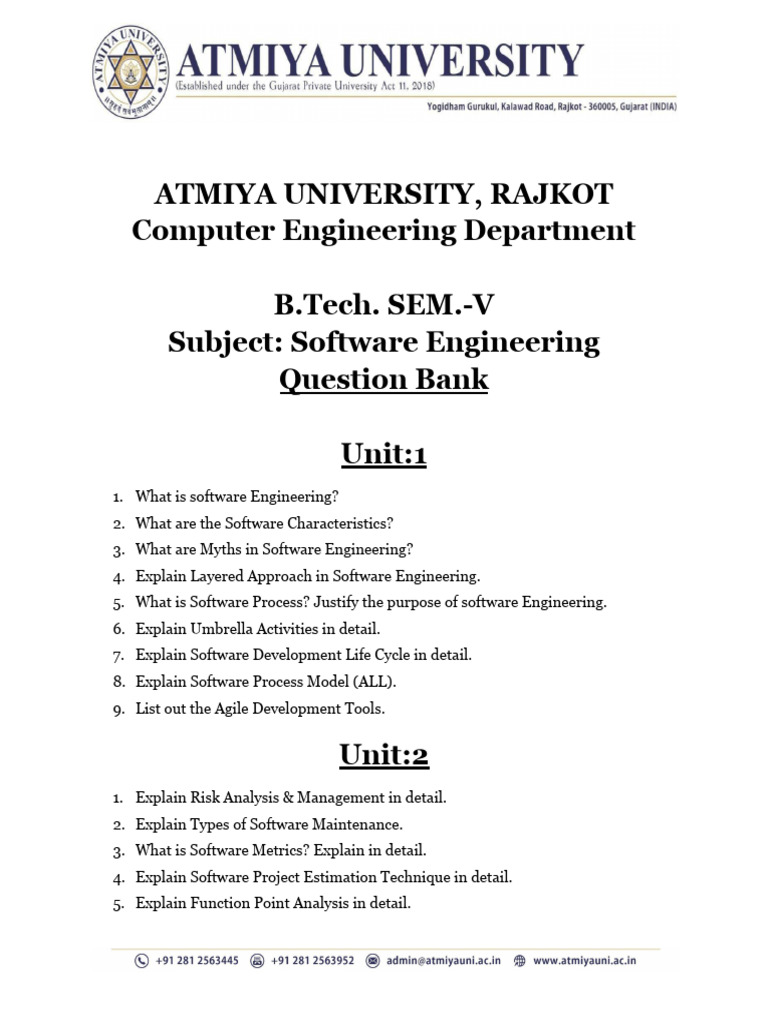 Software Engineering Question Bank | PDF | Software Testing | Software