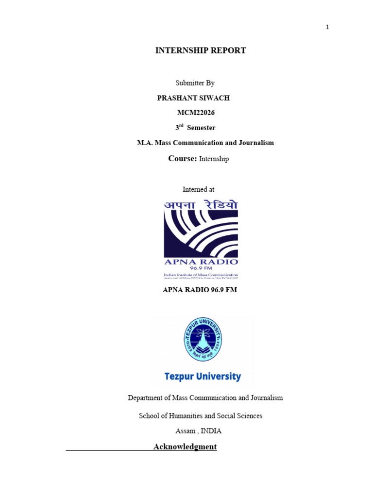 Internship Report Final | PDF | Mentorship | Internship