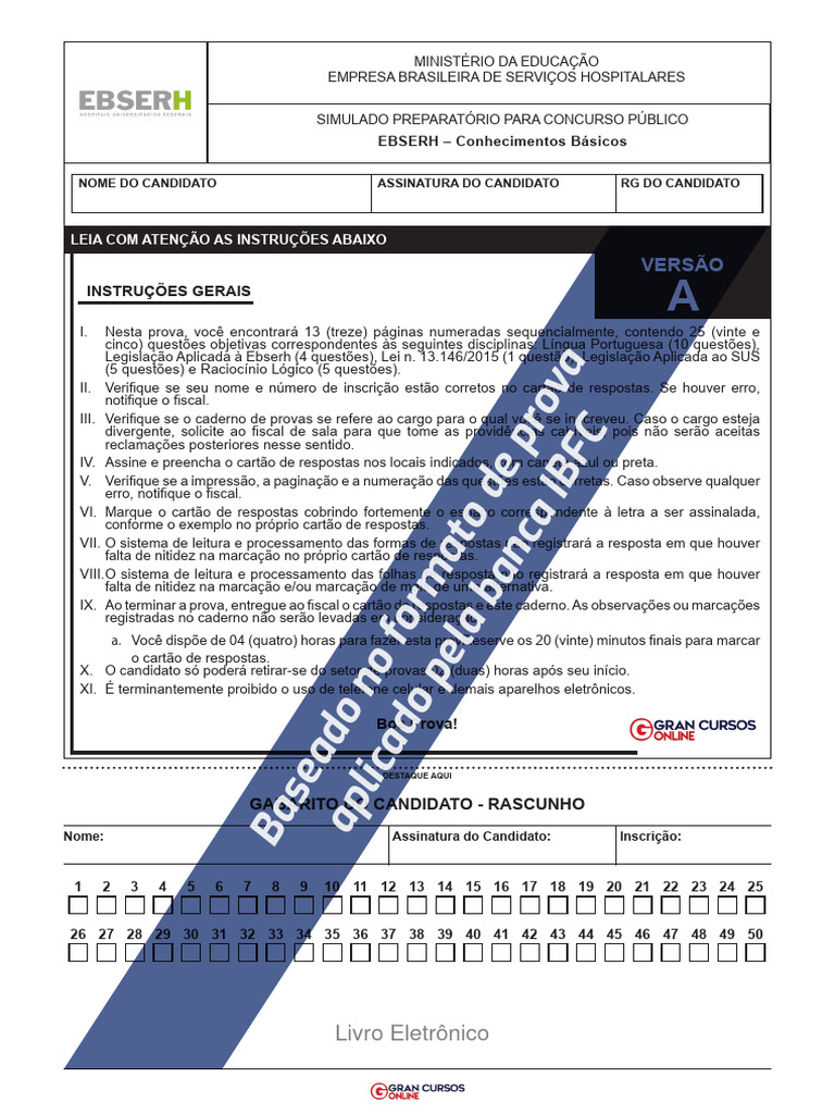 Ebserh Nacional Conh Basicos Simulado | PDF