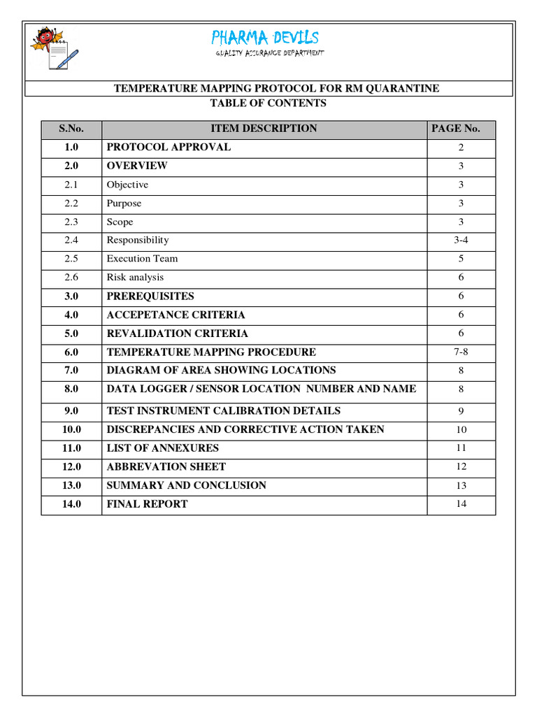 Temperature Mapping Protocol For RM Quarantine | PDF | Quality ...