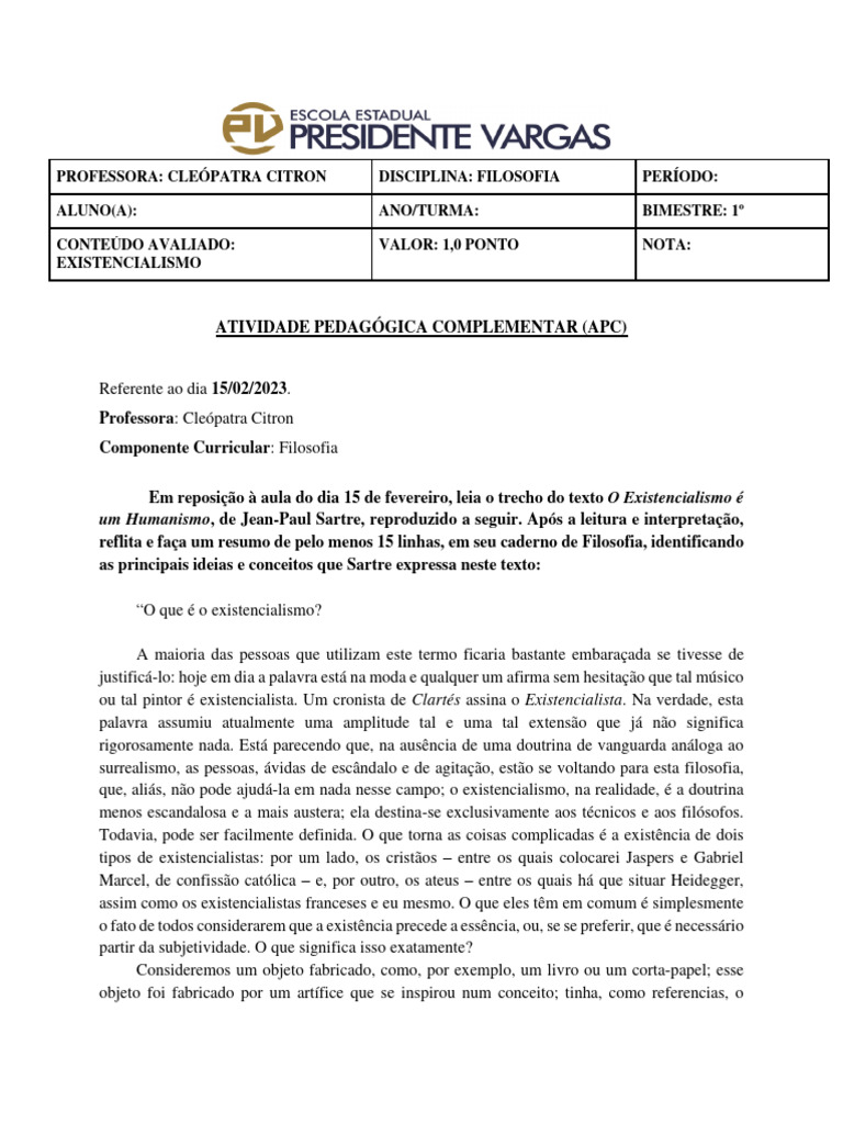 Filosofia - Atividade Complementar 1 | PDF