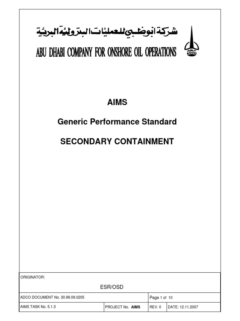 30.99.09.0205-Secondary Containment | PDF | Life Cycle Assessment