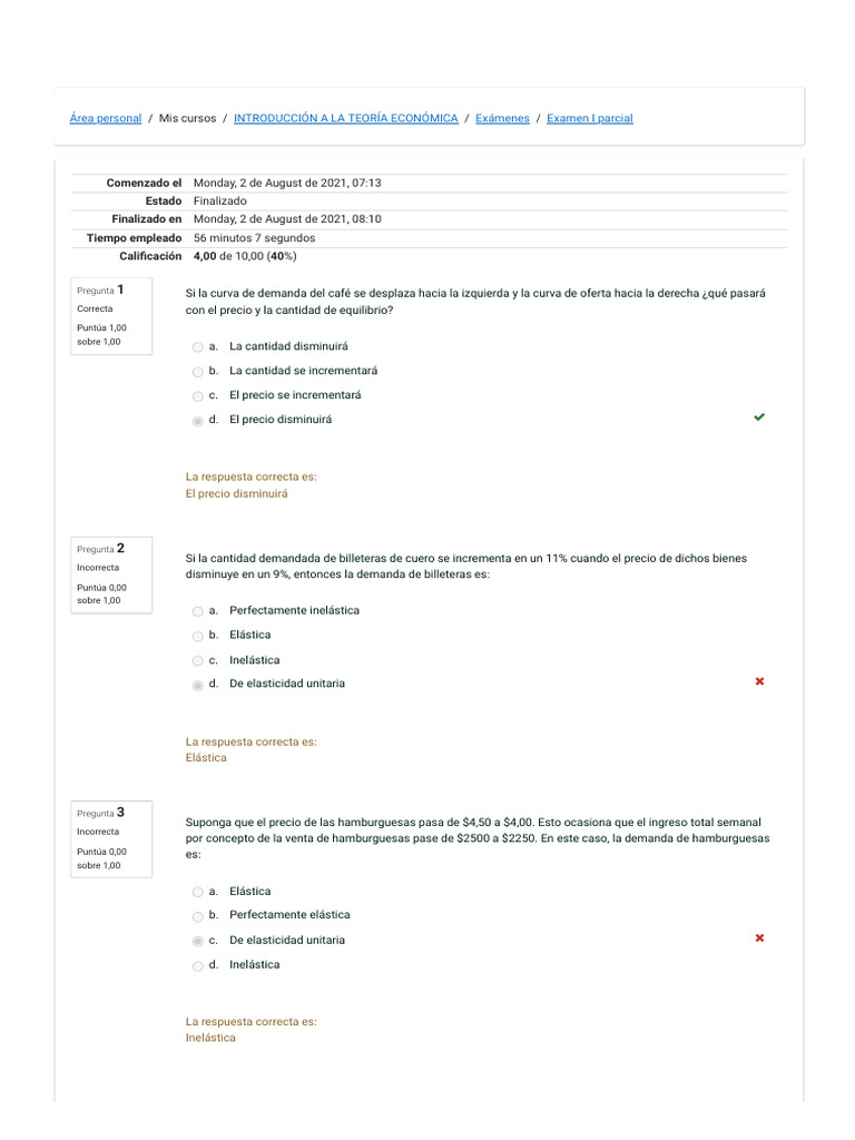 Examen I Parcial - Revisión Del Intento | PDF