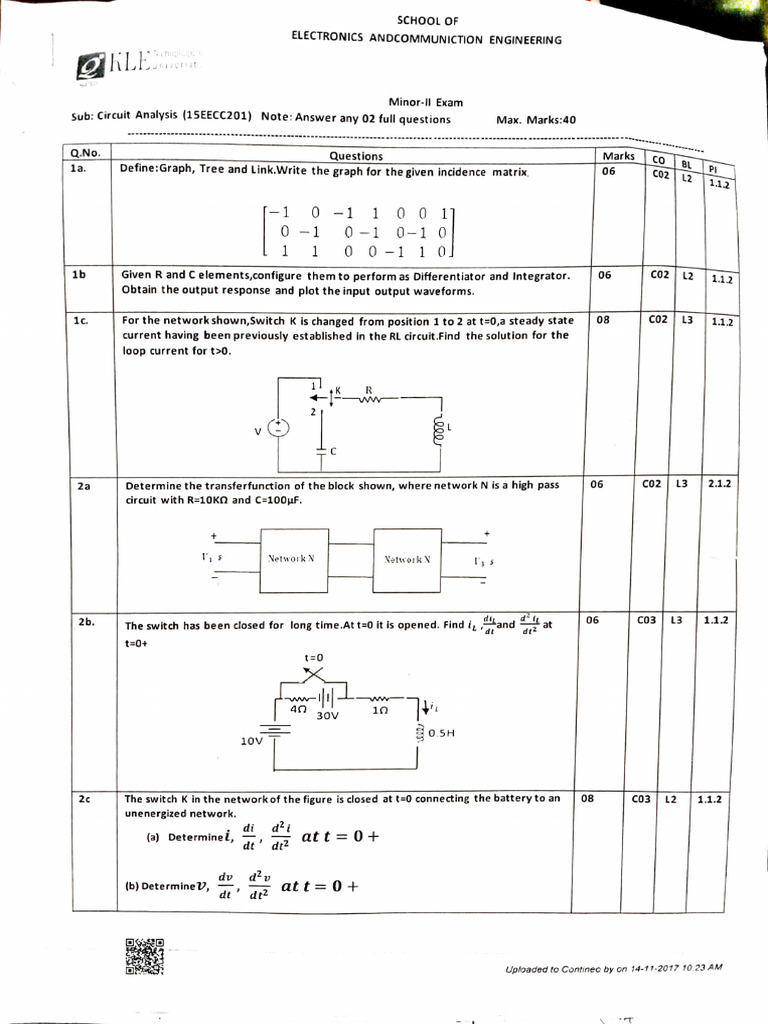 Minor 2 Previous Question Paper | PDF