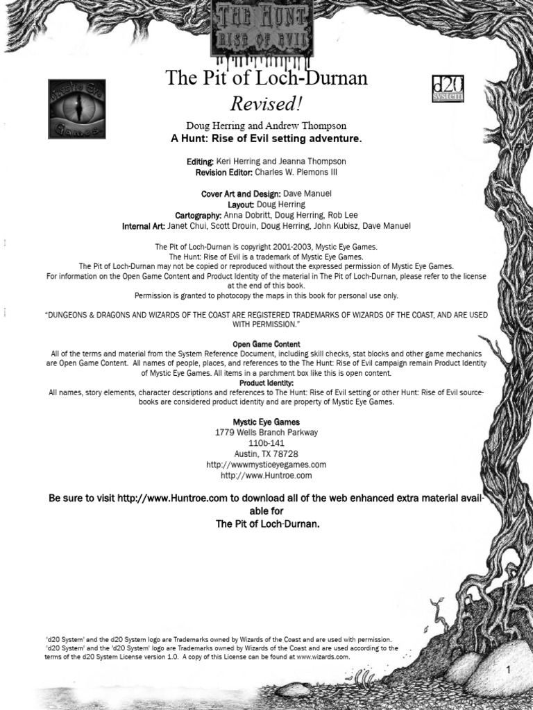 The Hunt Rise of Evil The Pit of Loch-Durnan | PDF | D20 System