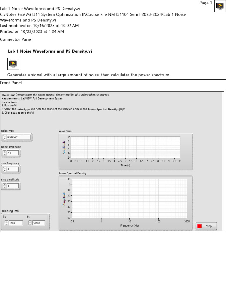 Lab 1 Labview Document | PDF