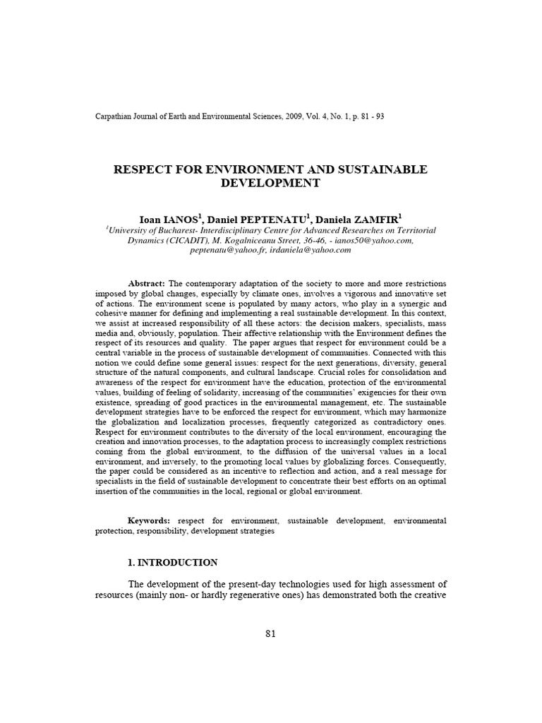 Respect For Environment and Sustainable | PDF | Sustainability ...