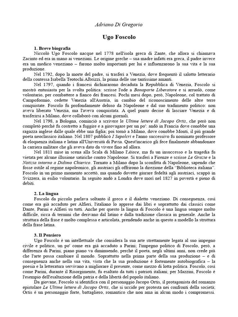 Ugo Foscolo | PDF