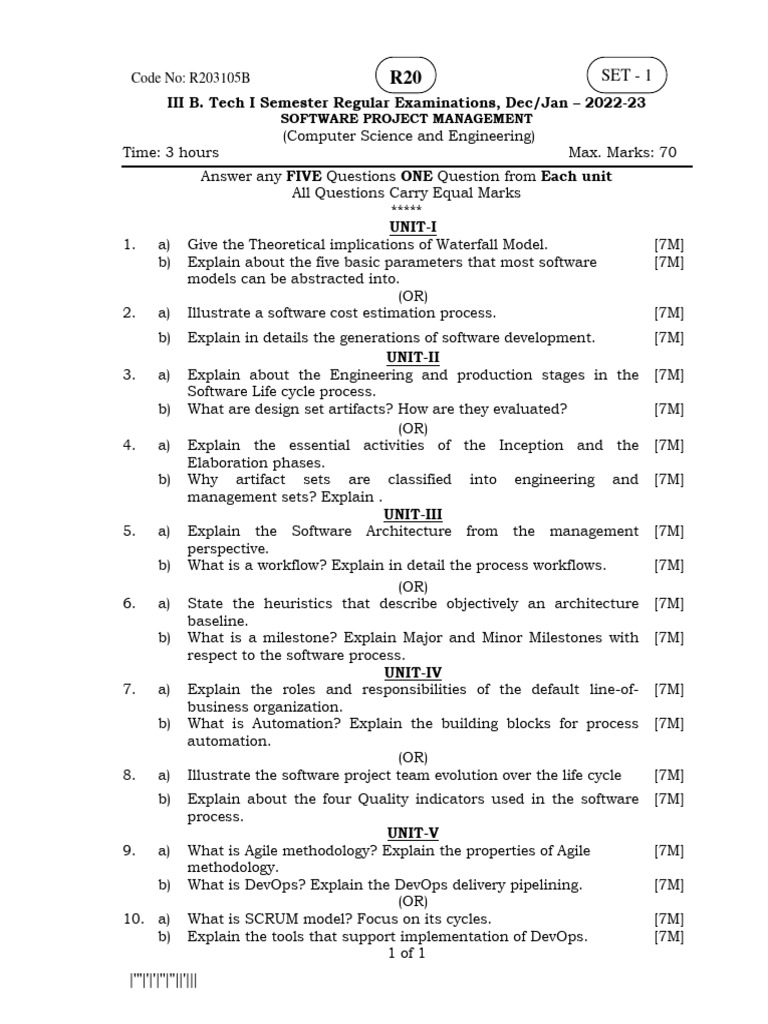 Software-Project-Management-Jan-2023 - Old QPS | PDF