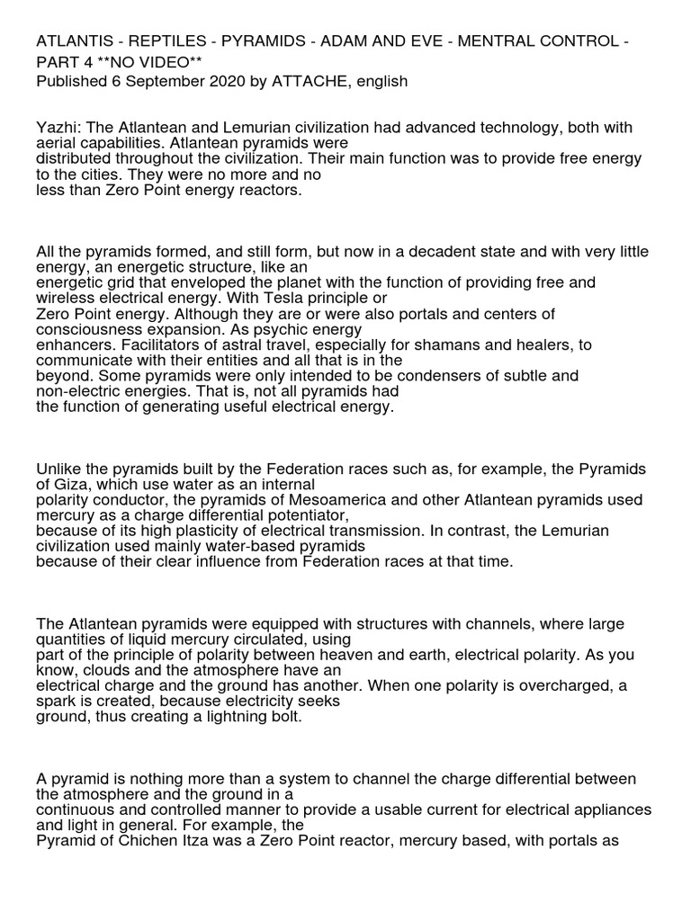 Tlantis Reptiles Pyramids Adam and Eve Mentral Control Part 4 No Video ...