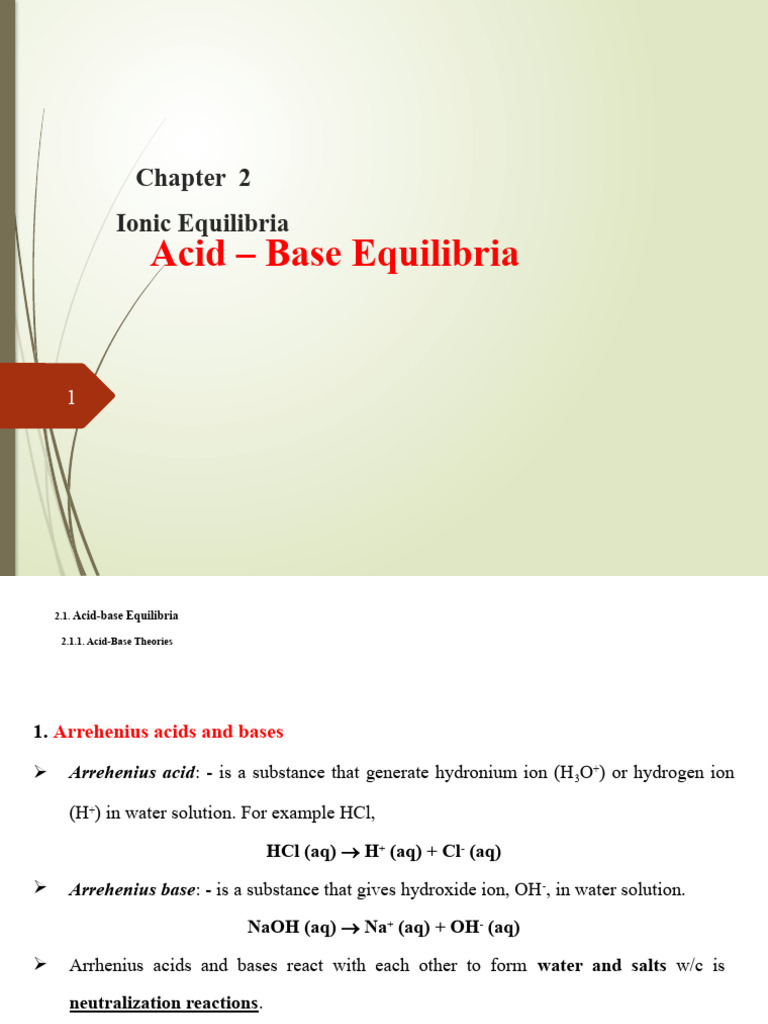 Acid-Base Equilibria Explained | PDF | Redox | Ph