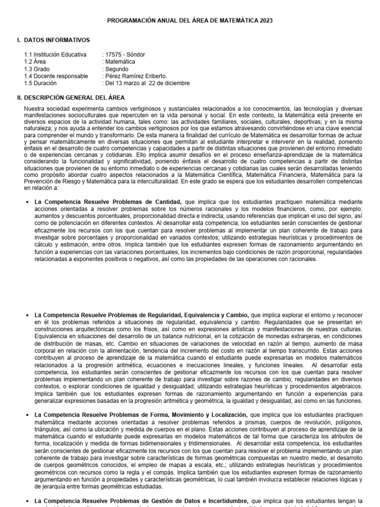 Mat2-Programacion Anual | PDF