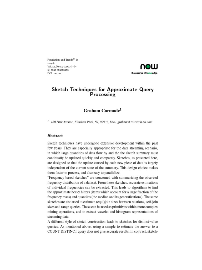 Sketch Techniques For Approximate Query Processing | PDF | Matrix (Mathematics) | Estimator