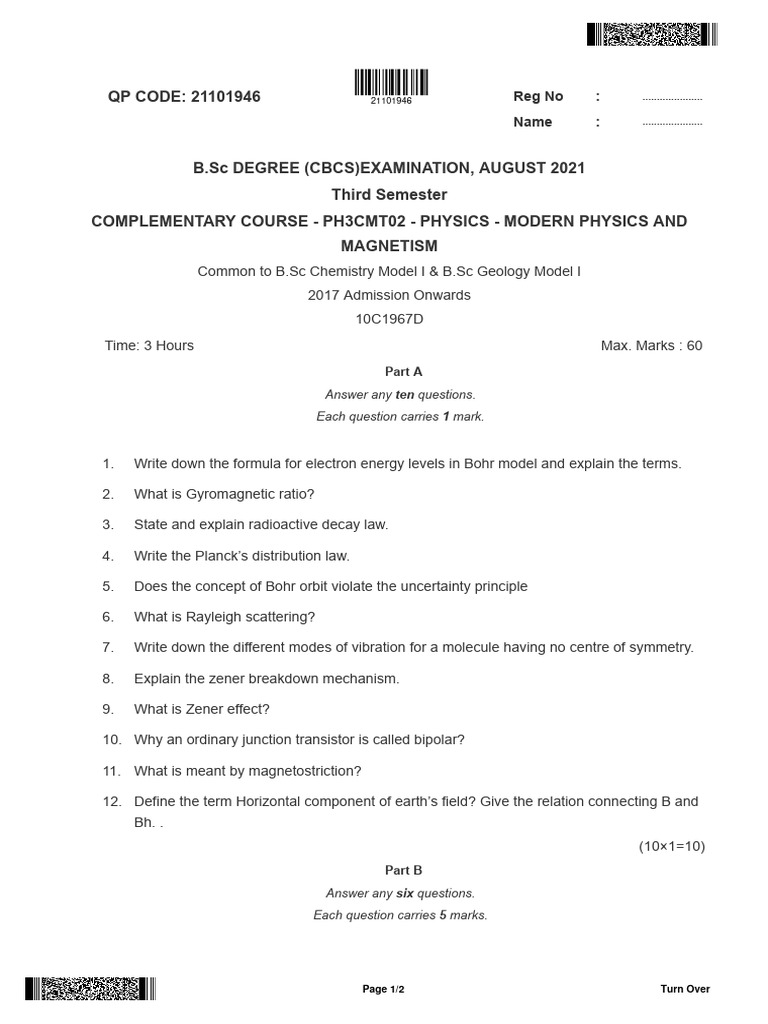 QP CODE: 21101946: Reg No: Name | PDF