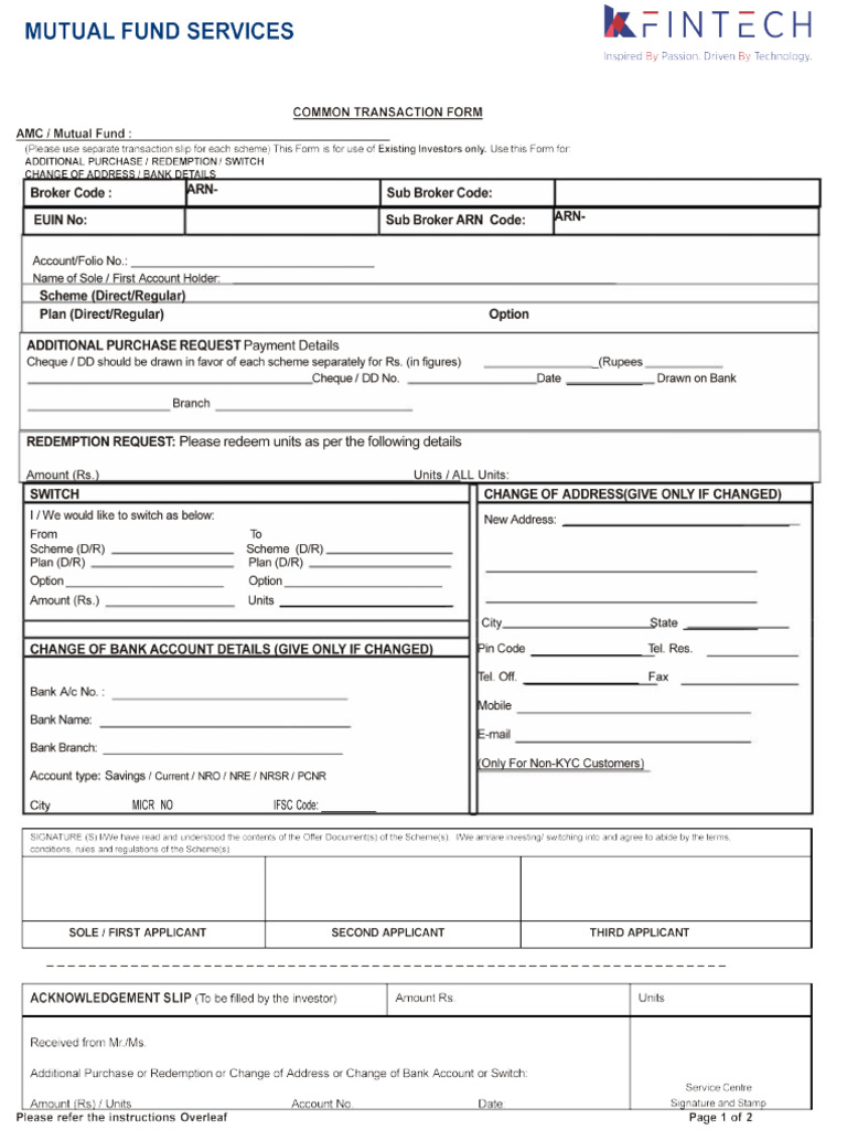 Common Transaction Form | PDF