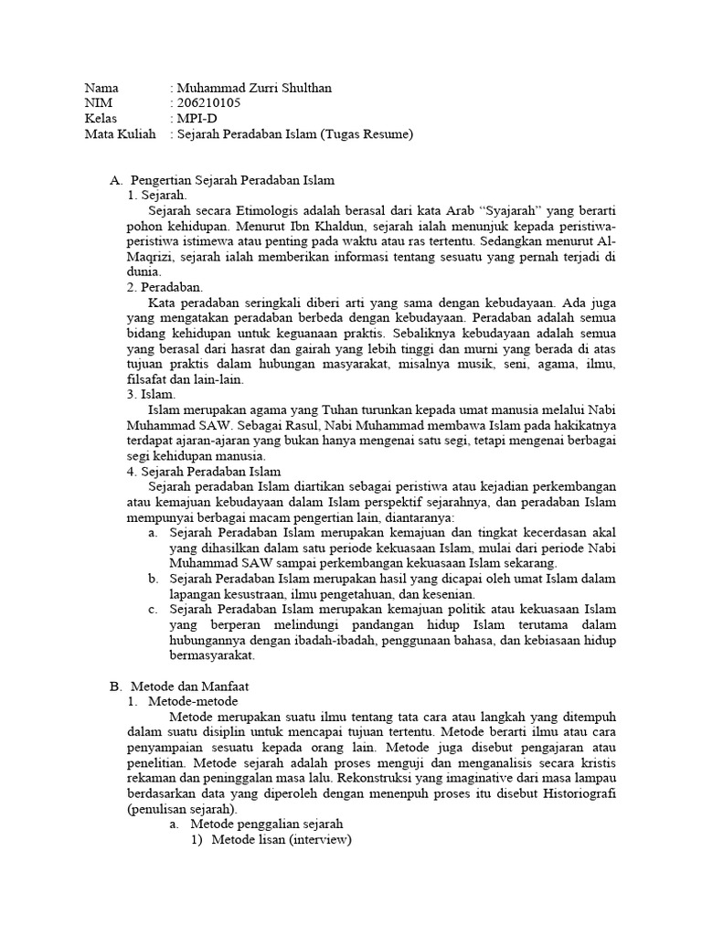Resume Sejarah Peradaban Islam I Mpi-D | PDF Resume Sejarah Peradaban Islam I Mpi-D | PDF