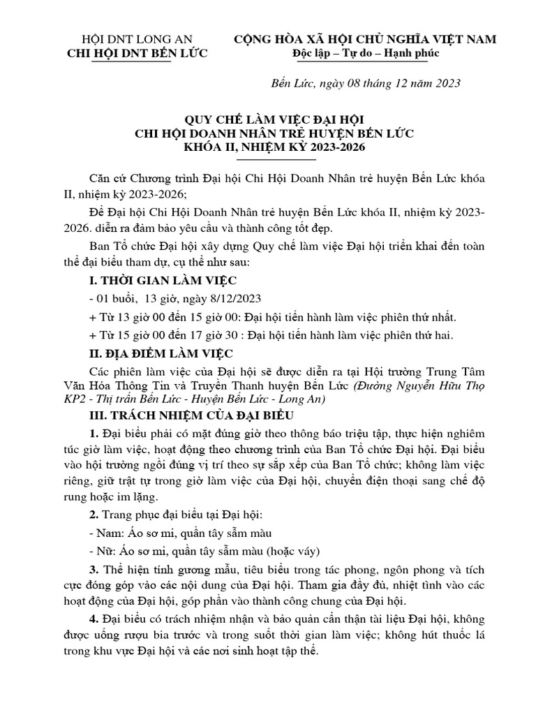 Quy Che Dai Hoi | PDF