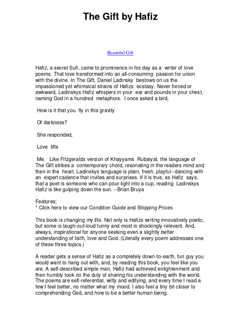 The Gift by Hafiz Beautiful Gift Compress 2 | PDF | Hafez | Love