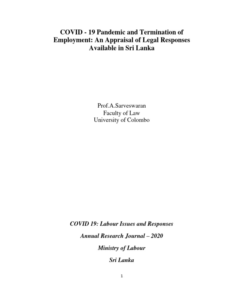 COVID 19 Pandemic and Termination - Handout With Reference ...