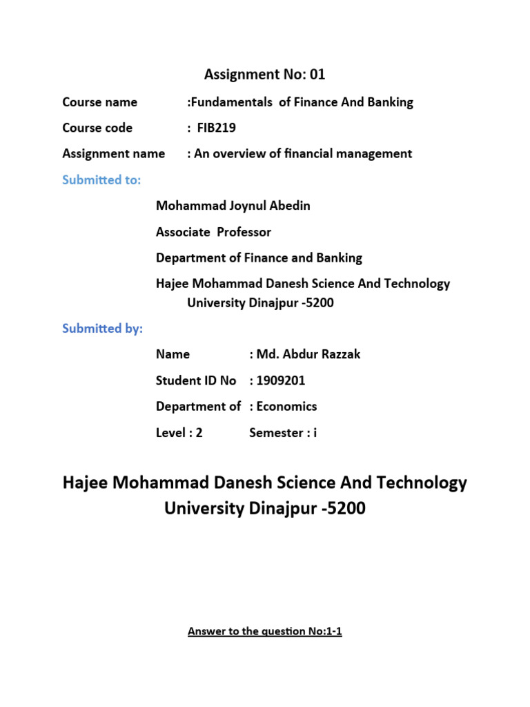 Finance & Banking Assignment | PDF | Stocks | Limited Liability