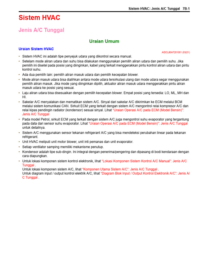 7b - Sistem Hvac Ac Tunggal | PDF