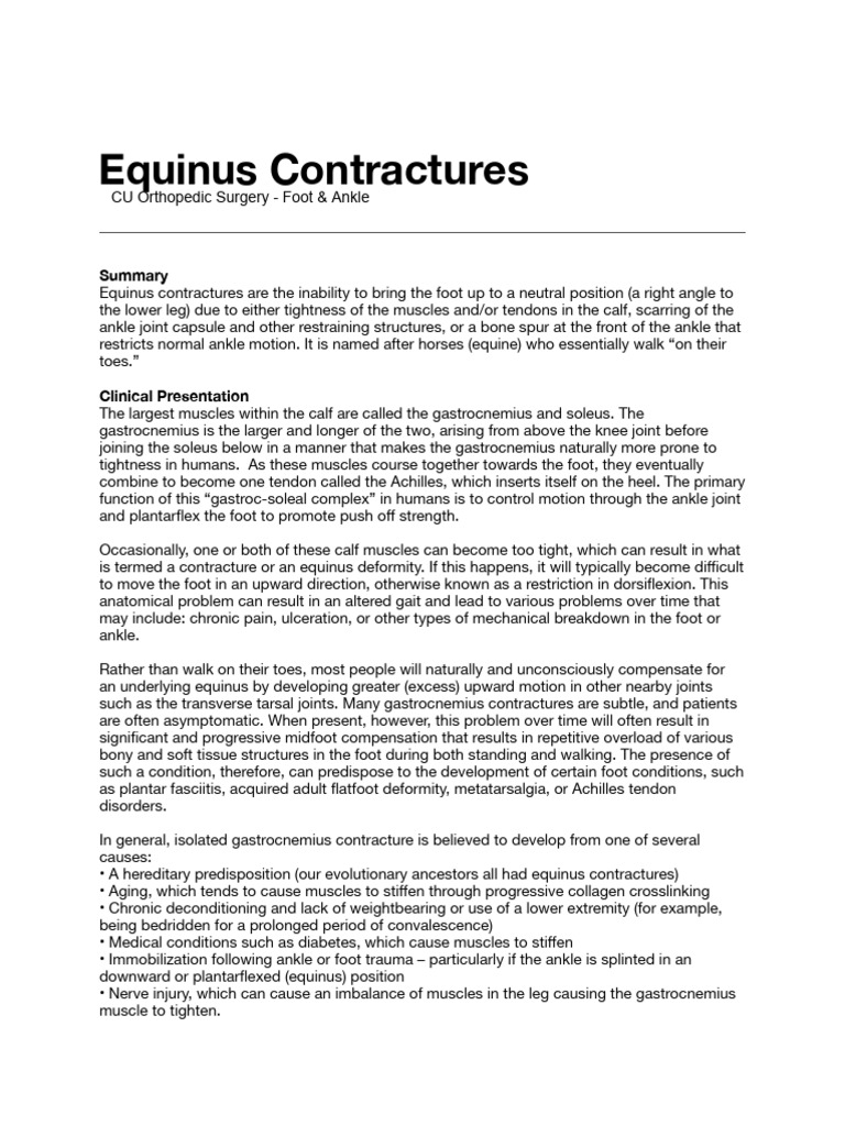 Equinus Contractures | PDF | Foot | Ankle
