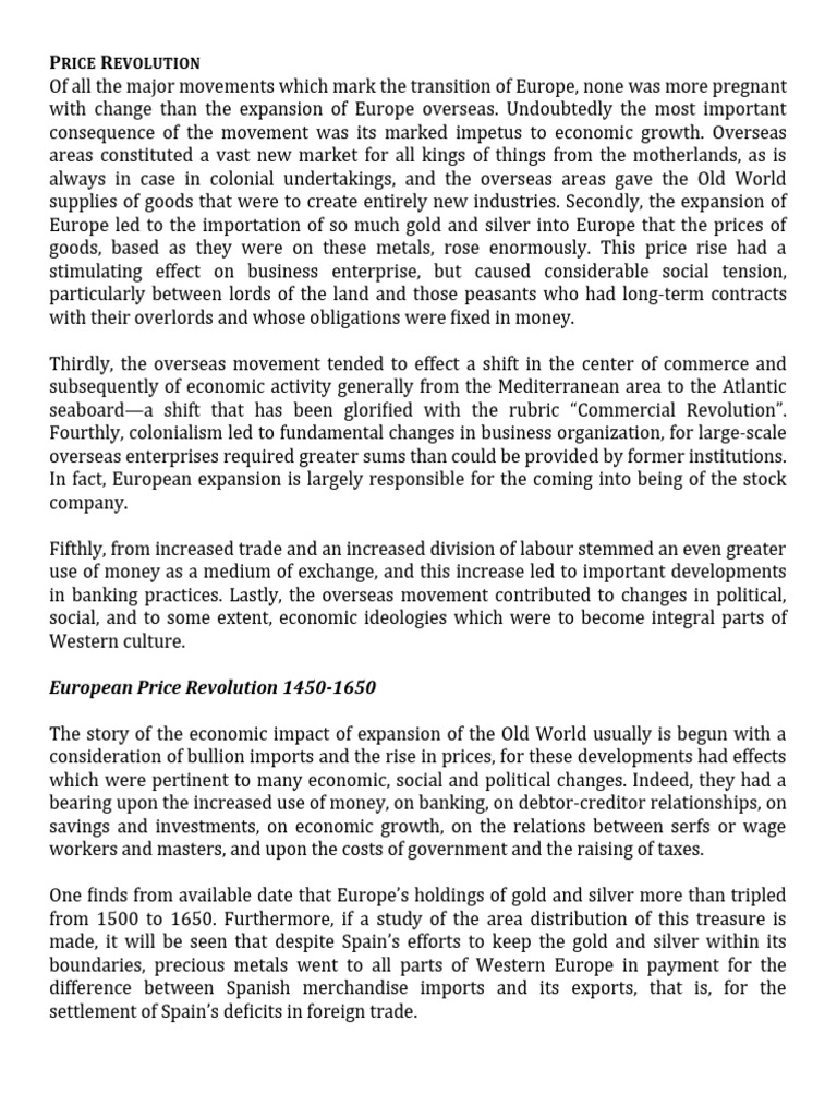 European Price Revolution Impact | PDF