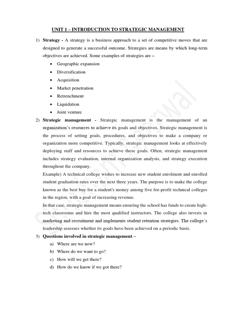 Sm Mse Notes Pdf Strategic Management Marketing 9266