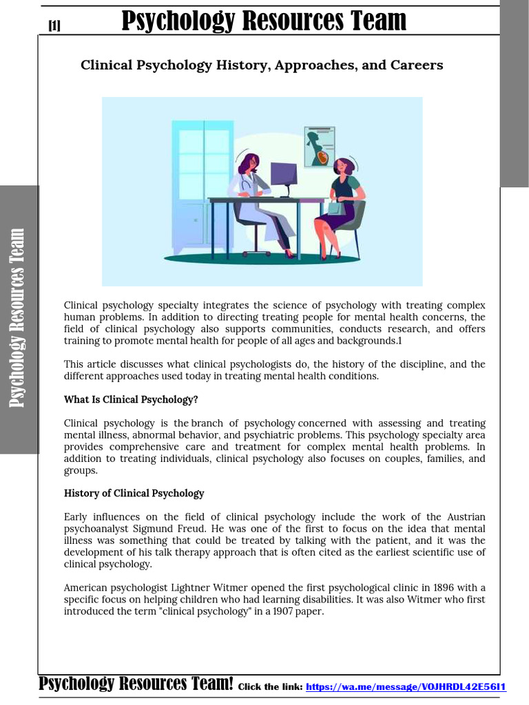 Clinical Psychology History, Approaches, and Careers - Docm | PDF