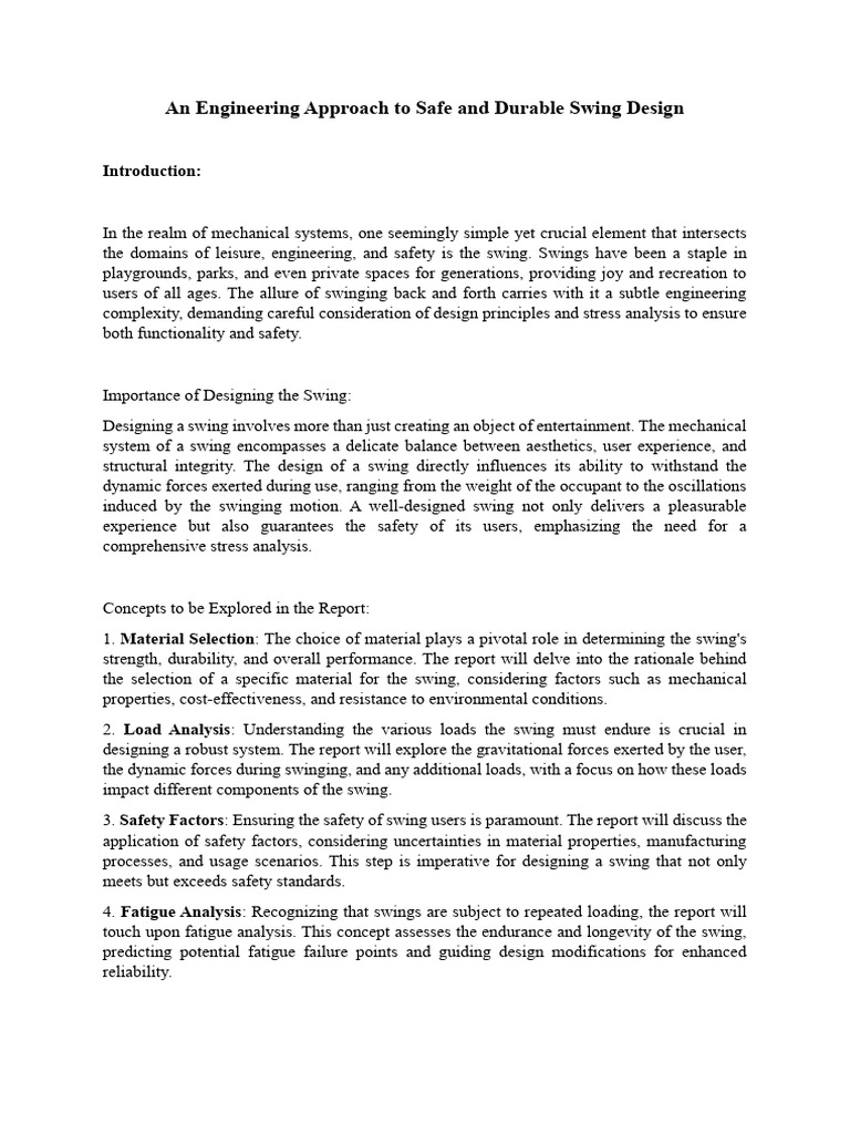 An Engineering Approach To Safe and Durable Swing Design | PDF | Teaching Methods & Materials