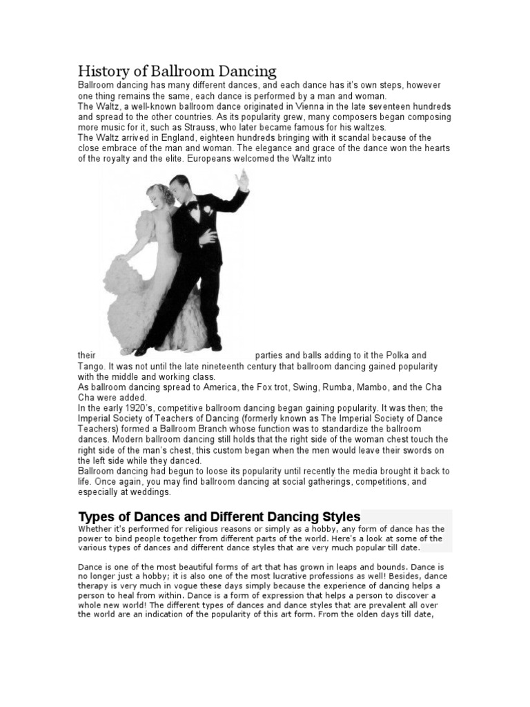 History of Ballroom Dancing | PDF | Dances | Ballroom Dance