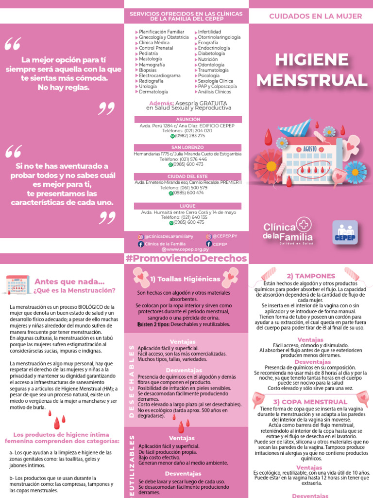 004 Triptico Higiene Menstrual 2021 A4 | PDF | Menstruación | Ciclo menstrual