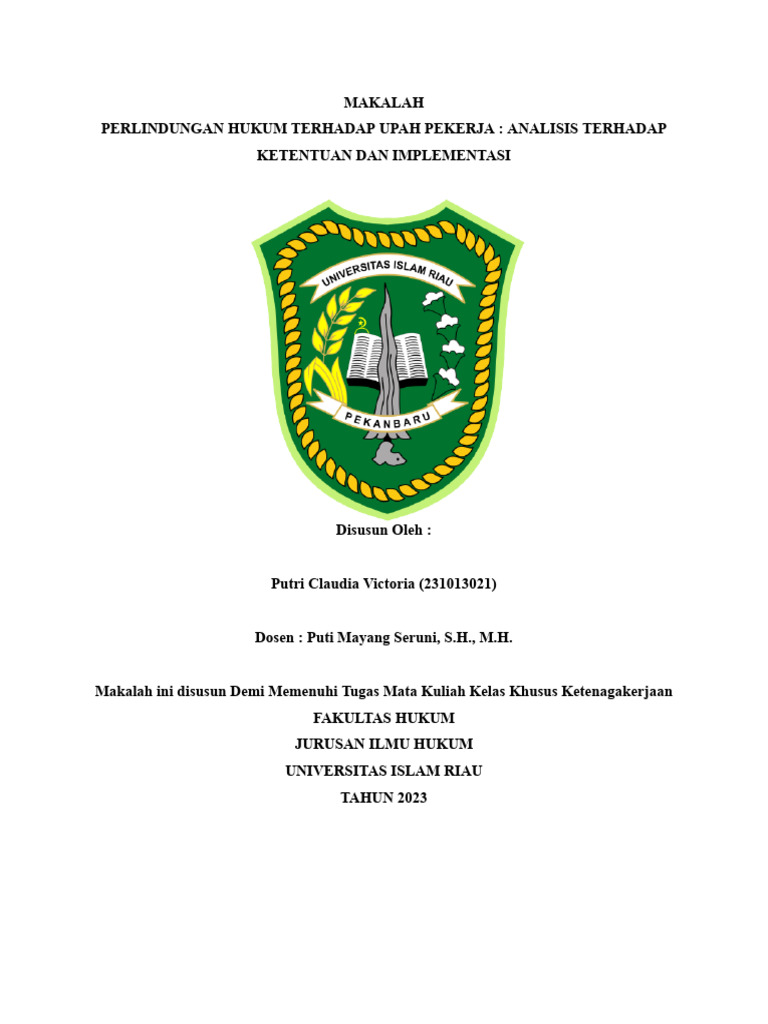 Perlindungan Hukum Upah Pekerja Indonesia | PDF