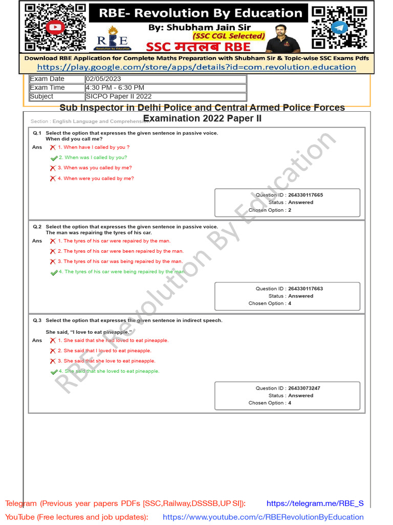 SSC Cpo 2022 Tier-2 SSC Format - Rbe | PDF