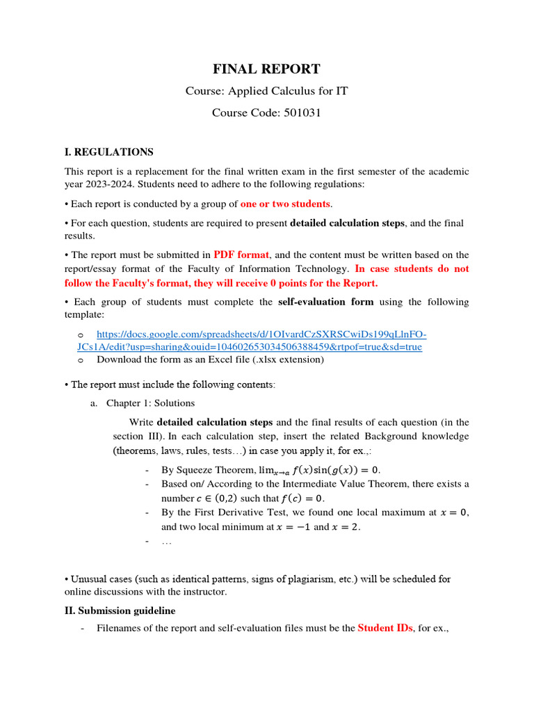 Giai Tich Final Report | PDF