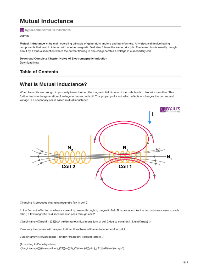 Mutual Inductance | PDF