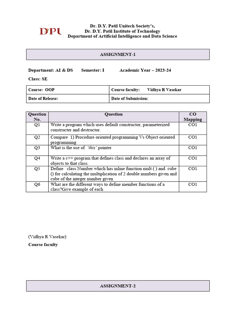 OOP Assignment 1 | Download Free PDF | C++ | Method (Computer Programming)