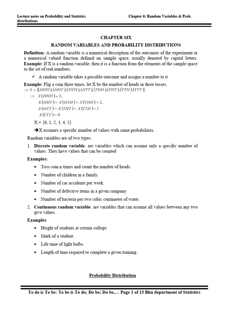 Chapter-6-Random Variables & Probability Distributions | PDF