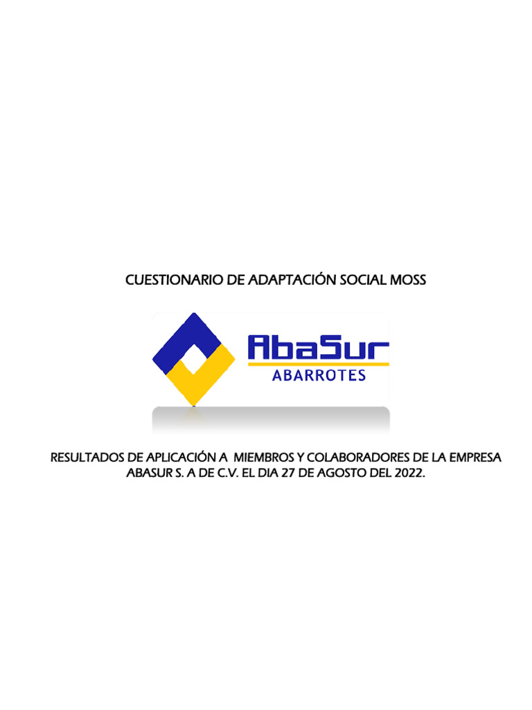 Resultados Test de Adaptación Social MOSS | PDF | Evaluación | Percepción