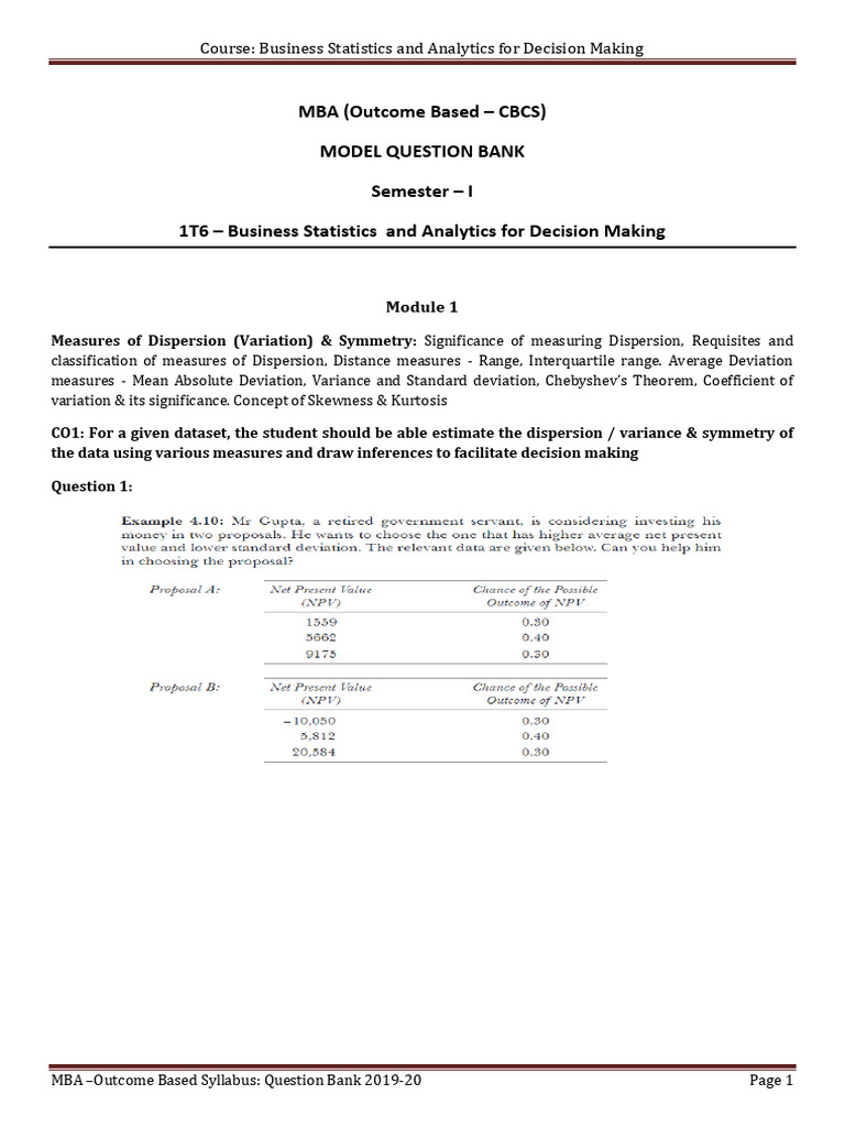 BSADM Question Bank - MBA Sem 1 | PDF