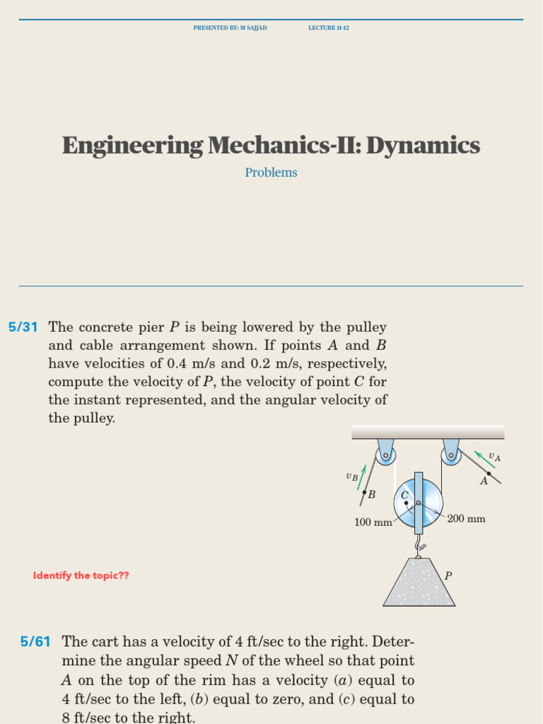 Lecture 11 12 | PDF | Velocity | Kinematics