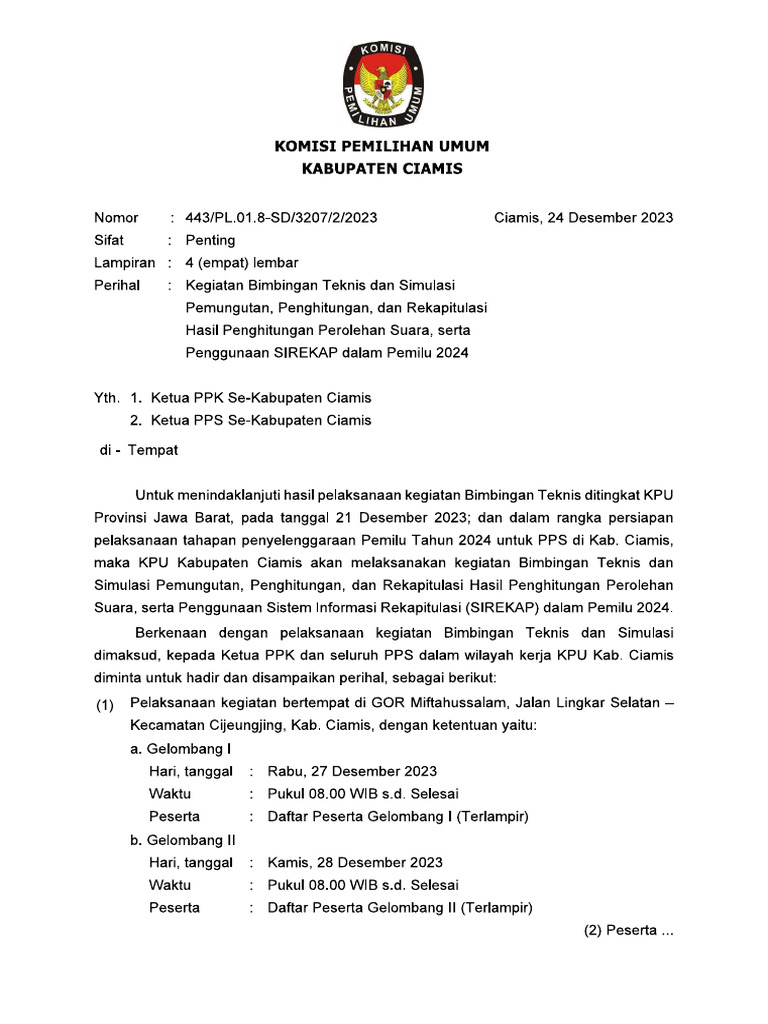 Bimtek-Simulasi - PPS - RevisiUSE (TTD Bu Ketua) - Kirim | PDF
