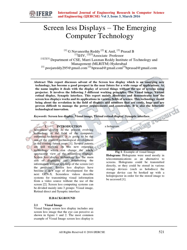 Screenless Display Technology Explained | PDF