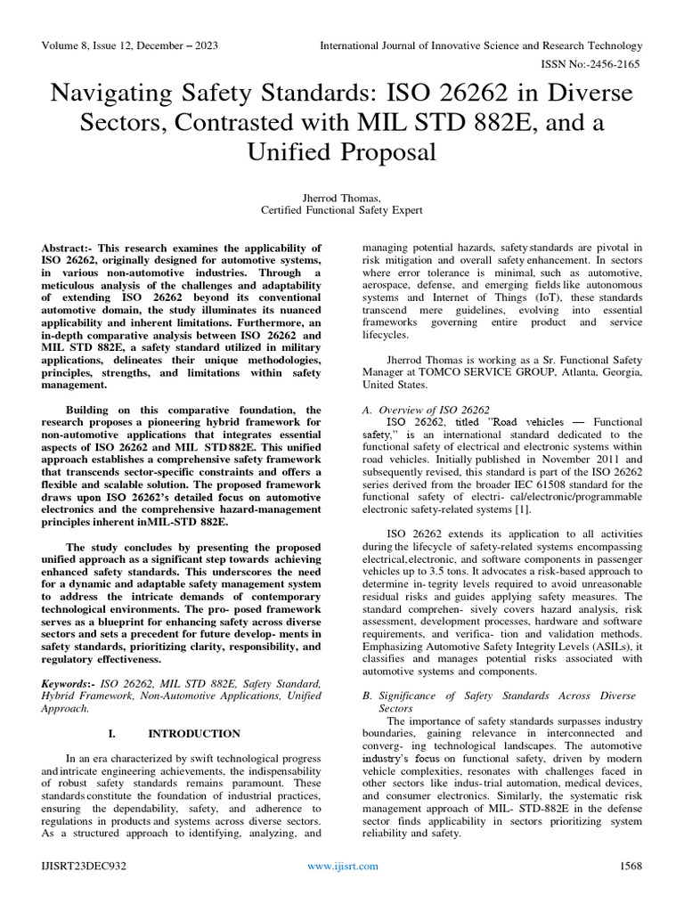 Navigating Safety Standards: ISO 26262 in Diverse Sectors, Contrasted ...