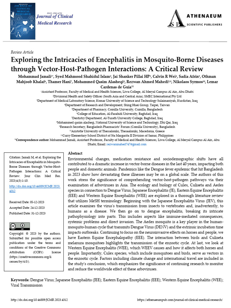 Exploring The Intricacies of Encephalitis in Mosquito Borne Diseases ...