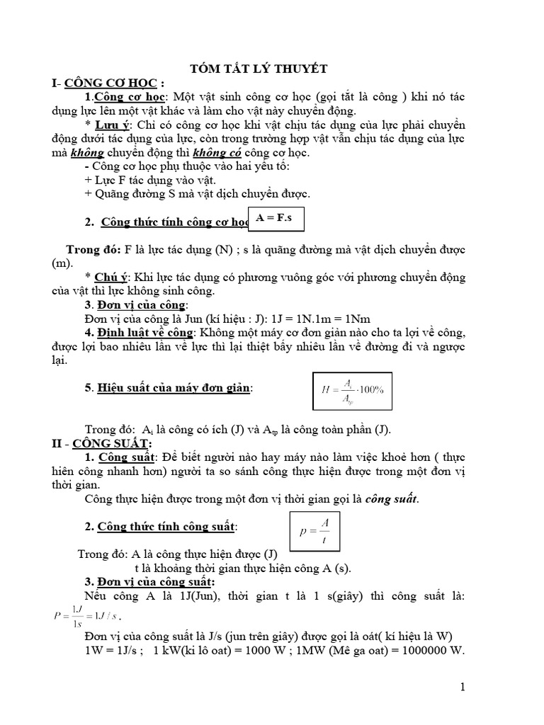 Bai Tap Ve Cong Va Cong Suat Li 8 | PDF