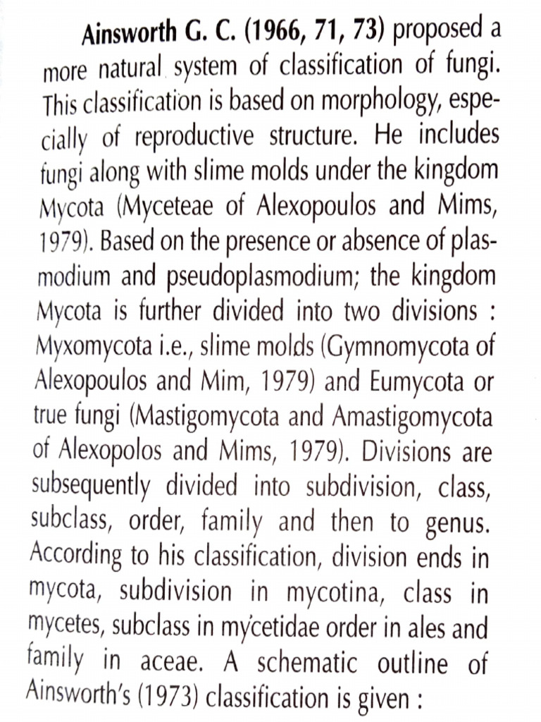 Ainsworth's Fungi Classification Overview | PDF