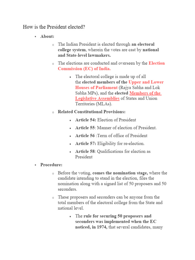 How Is The President Elected | PDF