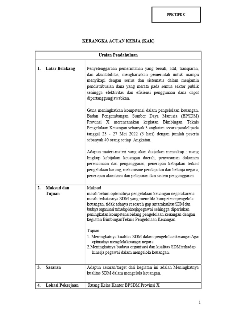 Lampiran 1 - KAK Swakelola | PDF